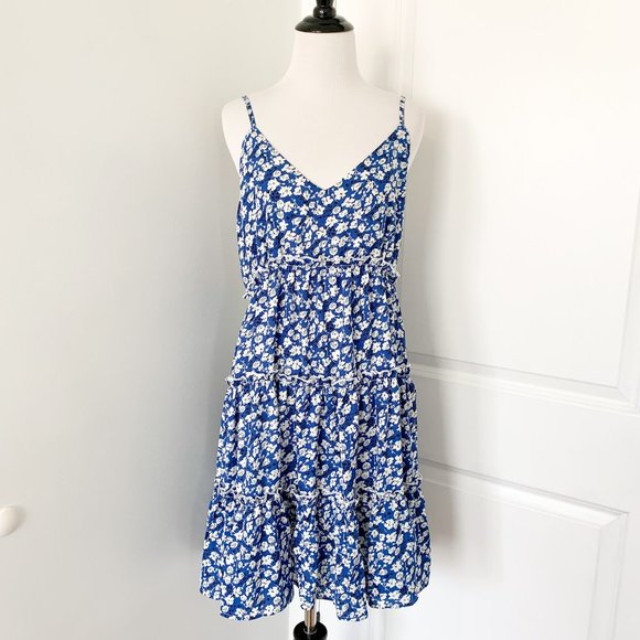 ASOS | Dresses | Asos Blue Floral Ruffle Dress | Poshmark